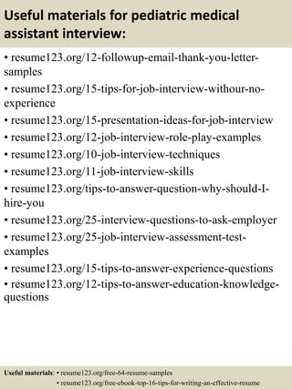 Top 8 pediatric medical assistant resume samples | PDF