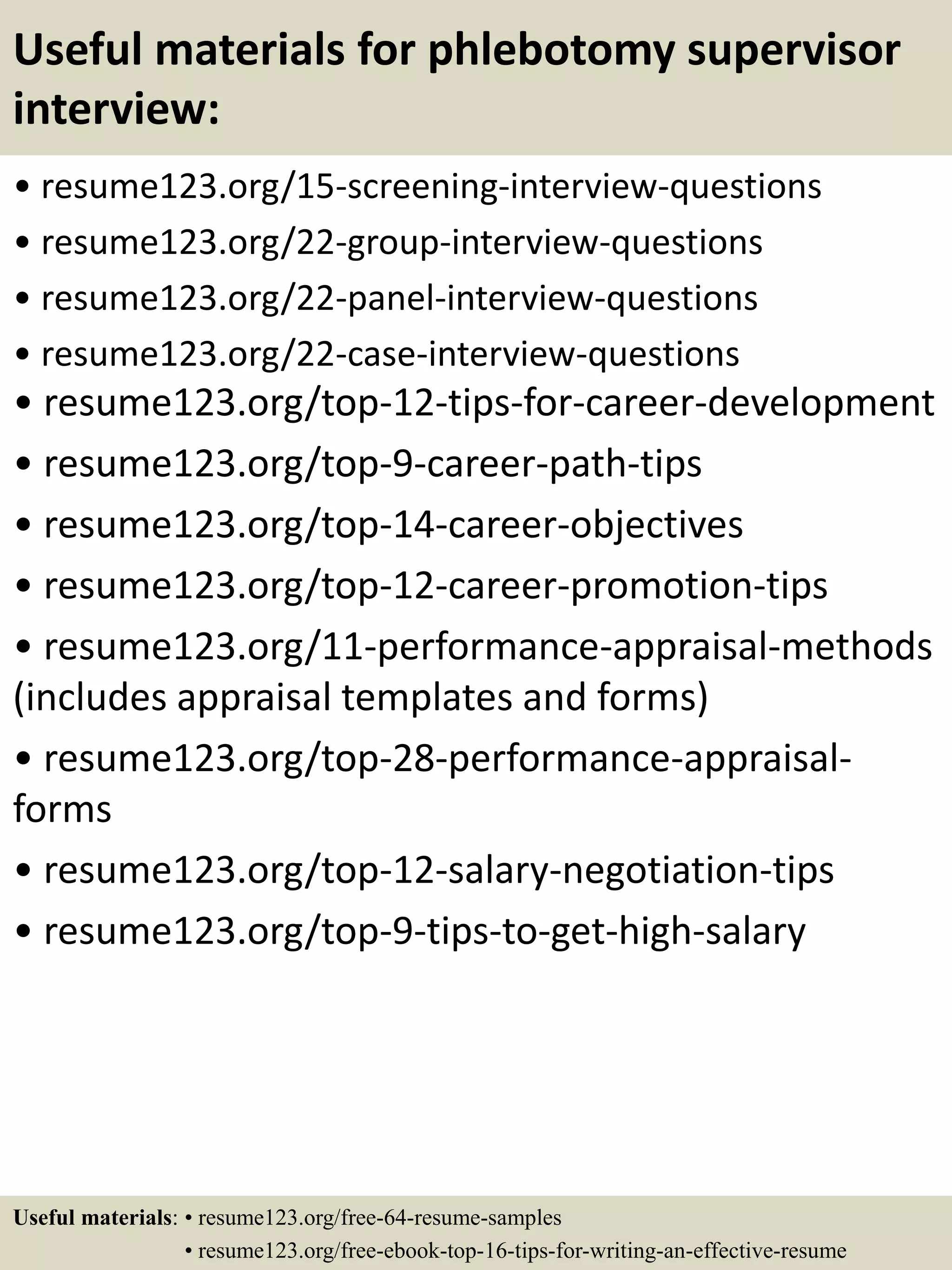 Top 8 phlebotomy supervisor resume samples | PPTX