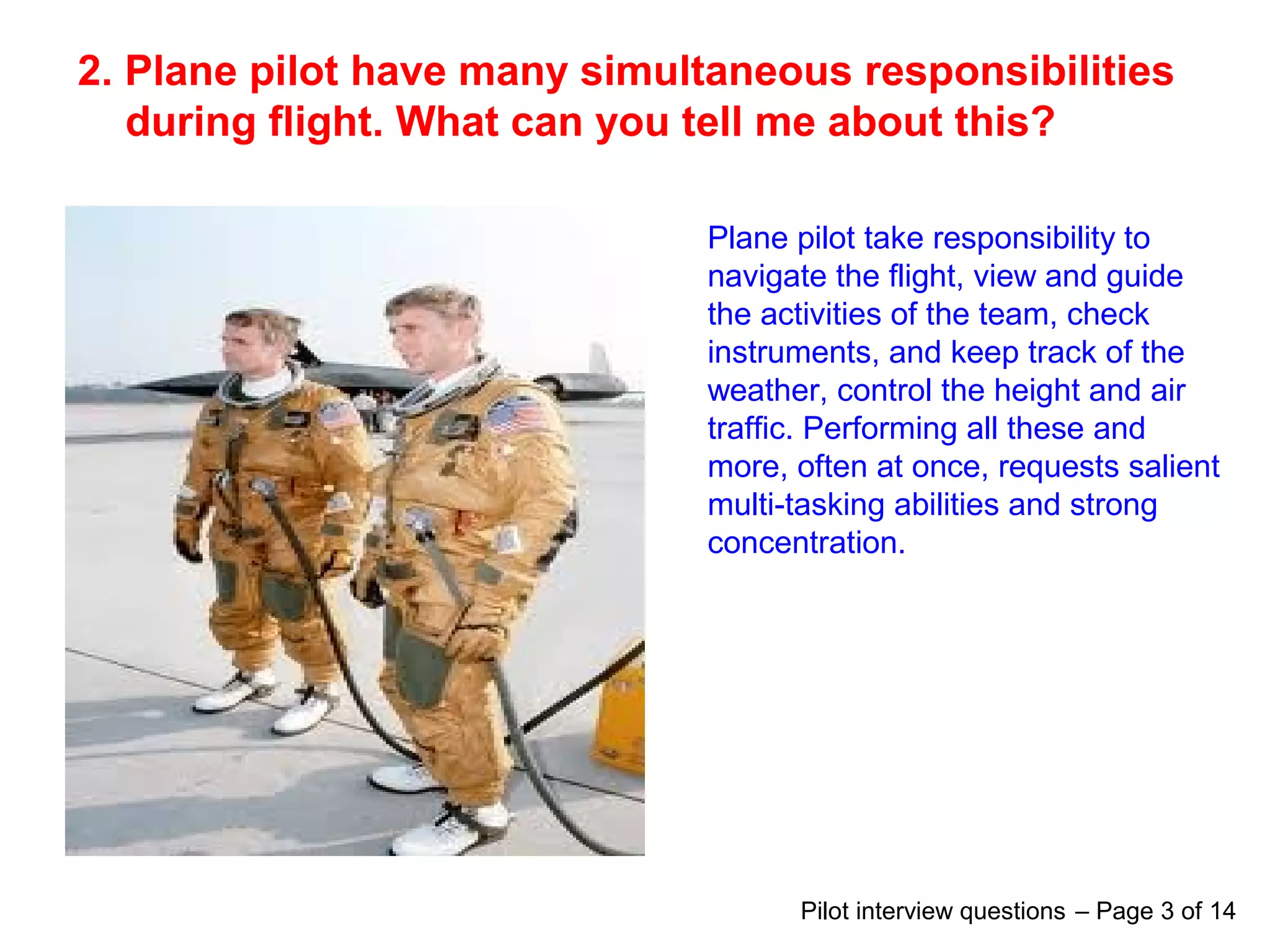 Top 8 plane pilot interview questions answers | PPT