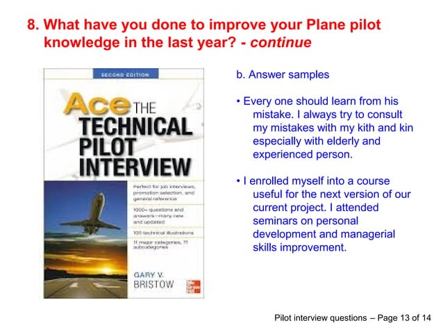 Top 8 plane pilot interview questions answers | PPT