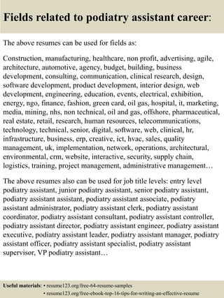 Top 8 podiatry assistant resume samples | PPTX