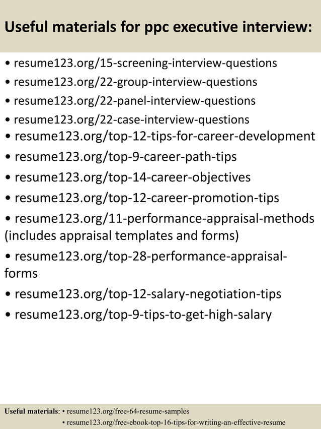 Top 8 ppc executive resume samples | PPTX