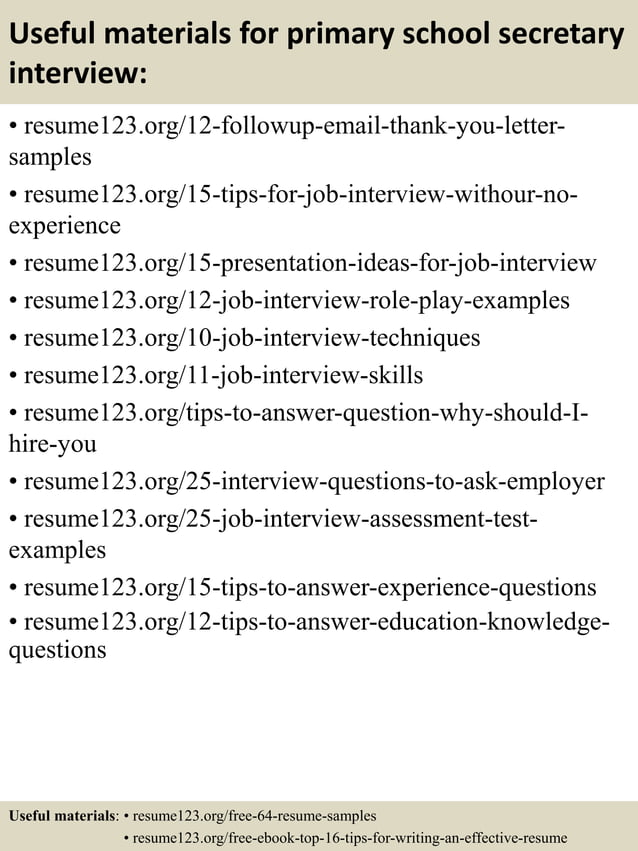 Top 8 primary school secretary resume samples | PDF