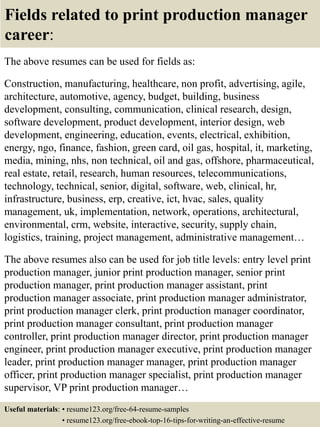 Top 8 print production manager resume samples | PPTX