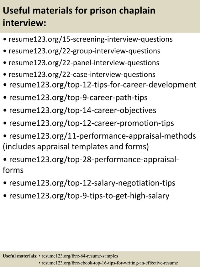 Top 8 prison chaplain resume samples | PPTX
