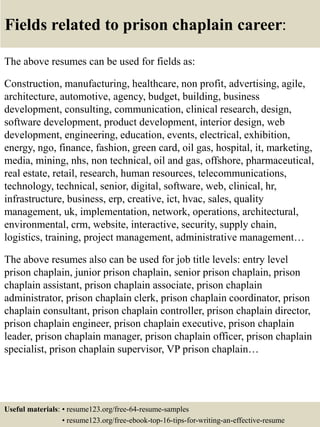 Top 8 prison chaplain resume samples | PPTX