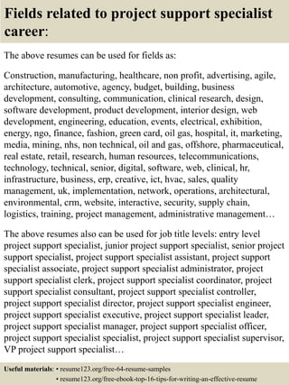 Top 8 project support specialist resume samples | PDF