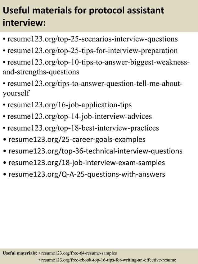 Top 8 protocol assistant resume samples | PPTX | Resume Writing and ...