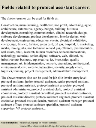 Top 8 protocol assistant resume samples | PPTX | Resume Writing and ...