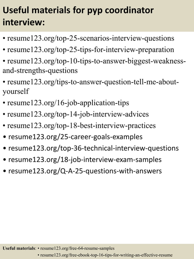 Top 8 pyp coordinator resume samples | PDF