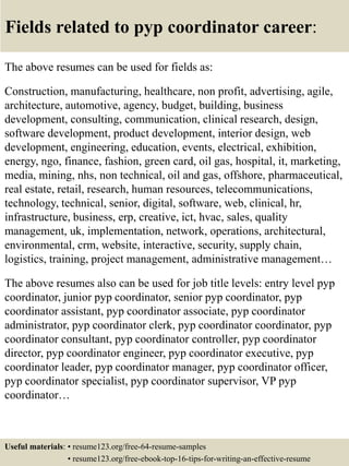 Top 8 pyp coordinator resume samples | PDF