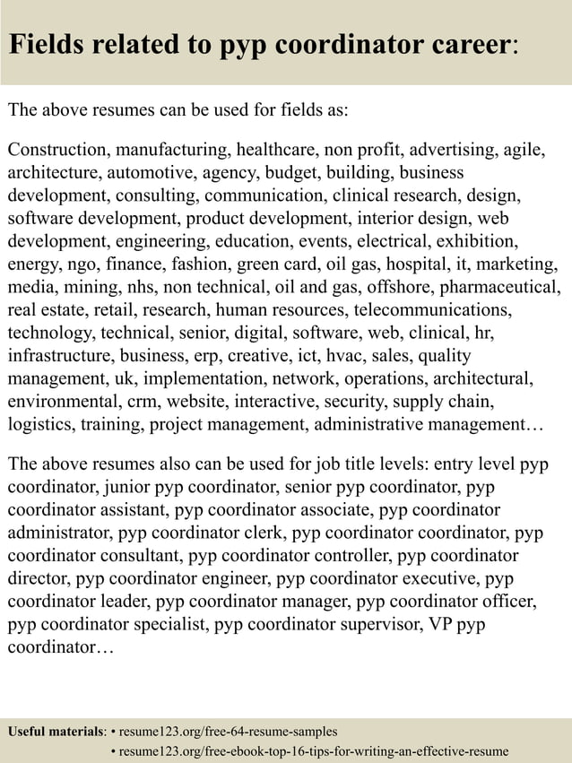 Top 8 pyp coordinator resume samples | PDF