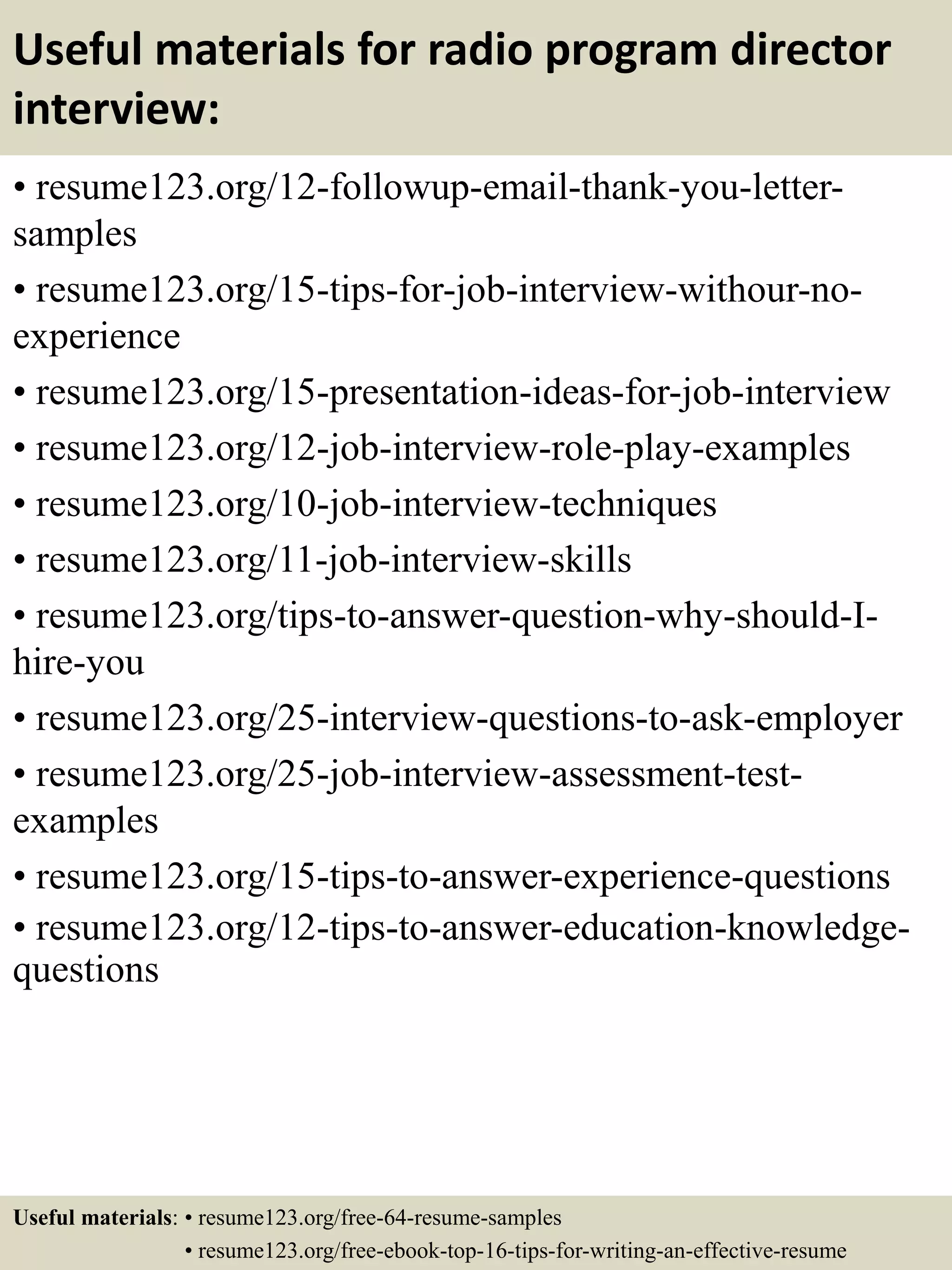 Top 8 radio program director resume samples | PPTX