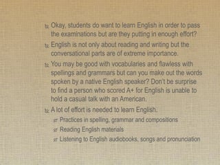 Top 8 Reasons for Poor Performance in English | PPTX