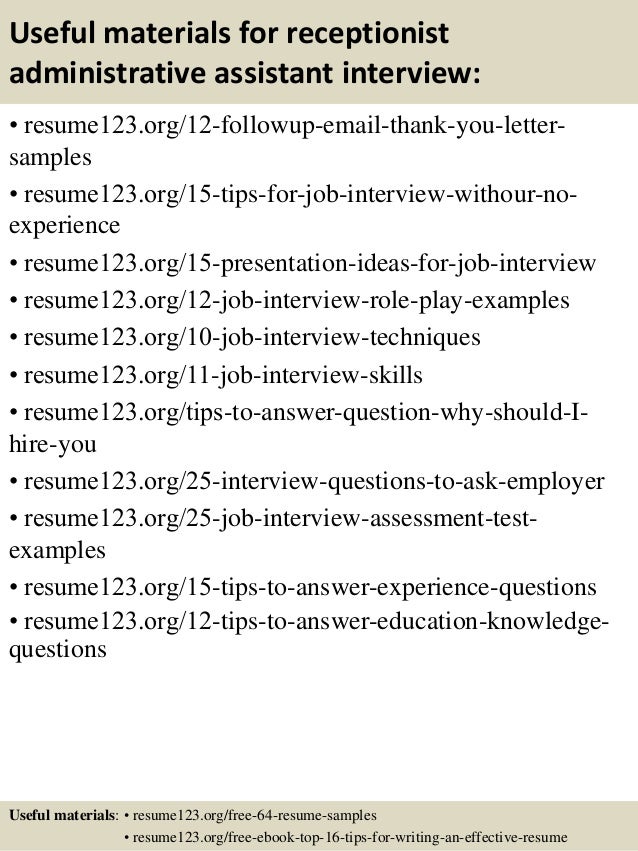 Sample Resume For Receptionist Administrative Assistant