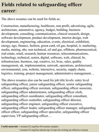Top 8 safeguarding officer resume samples | PPTX