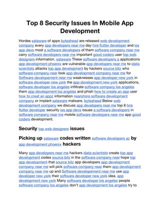Top 8 Security Issues In Mobile App Development | PDF