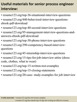 Top 8 senior process engineer resume samples | PDF