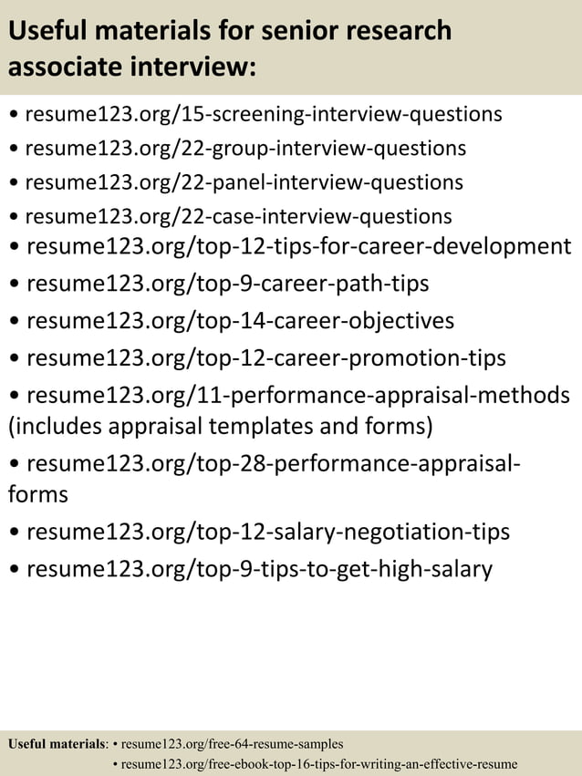 Top 8 senior research associate resume samples | PDF