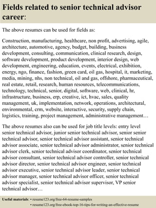 Top 8 senior technical advisor resume samples | PPTX | Resume Writing ...