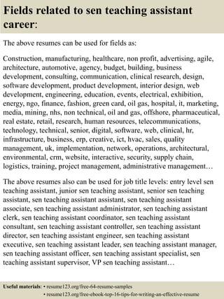 Top 8 sen teaching assistant resume samples | PDF