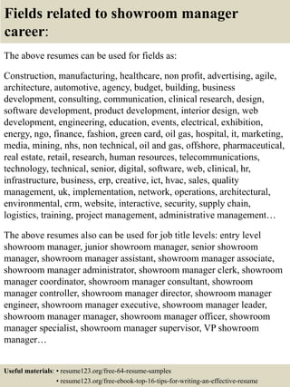 Top 8 showroom manager resume samples | PDF