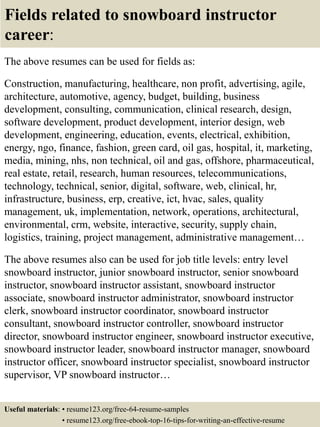 Top 8 snowboard instructor resume samples | PPTX