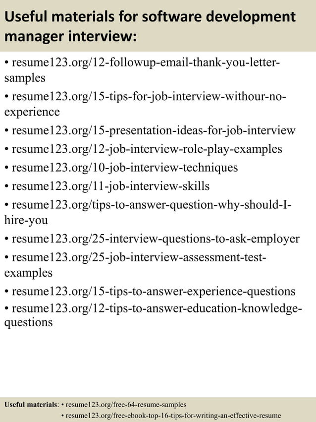 Top 8 software development manager resume samples | PPTX