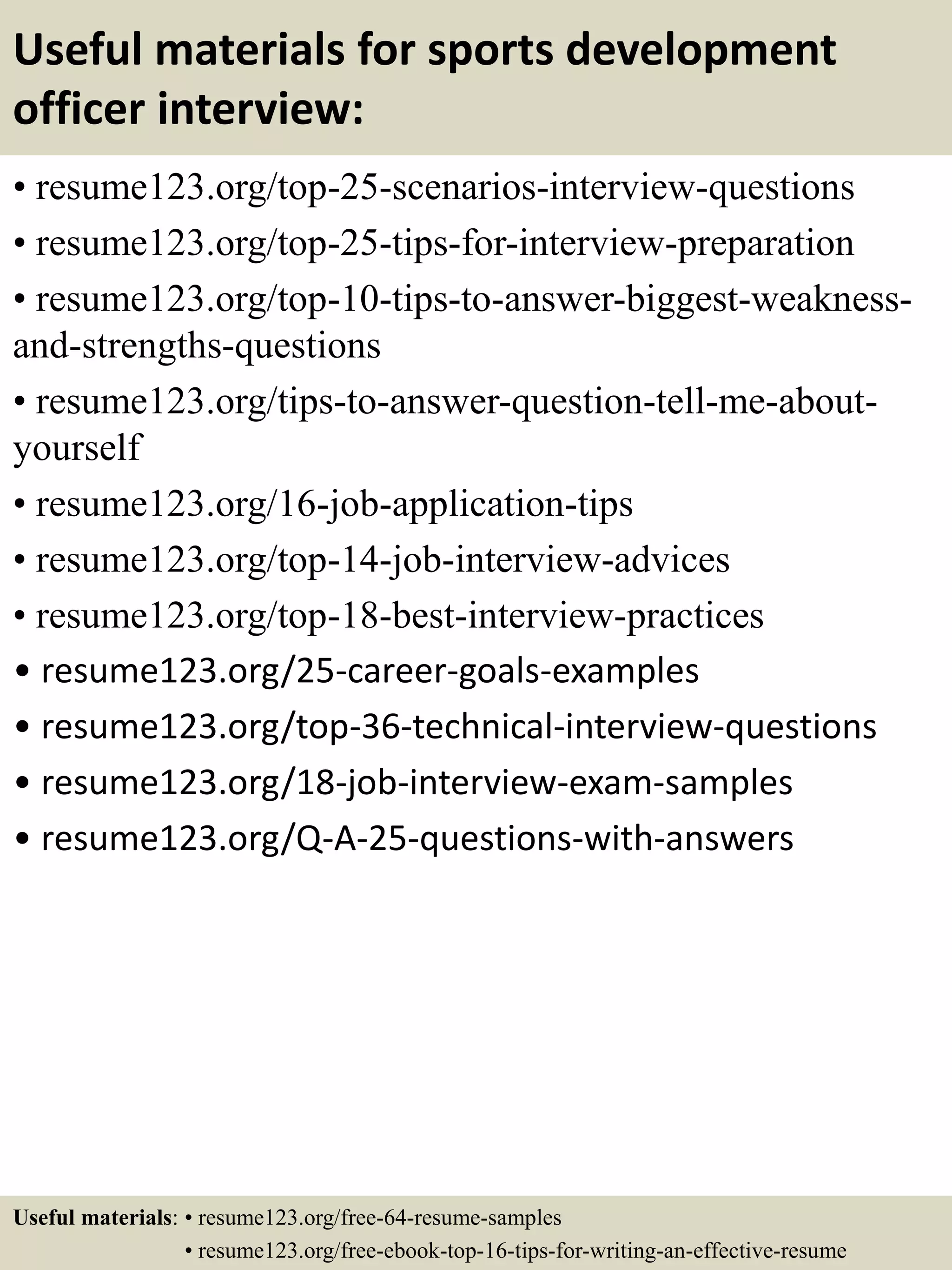 Top 8 sports development officer resume samples | PPTX