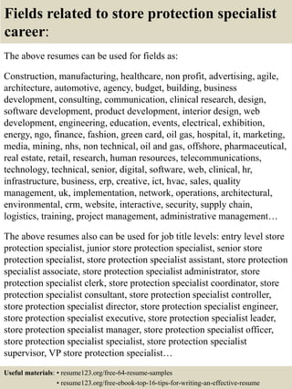 Top 8 store protection specialist resume samples | PPTX