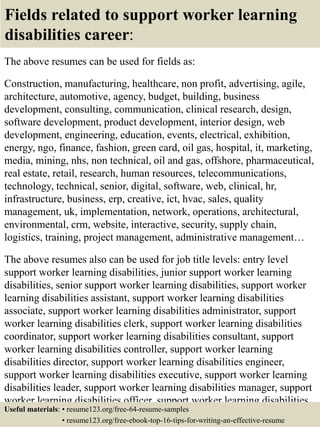 Top 8 support worker learning disabilities resume samples | PPTX