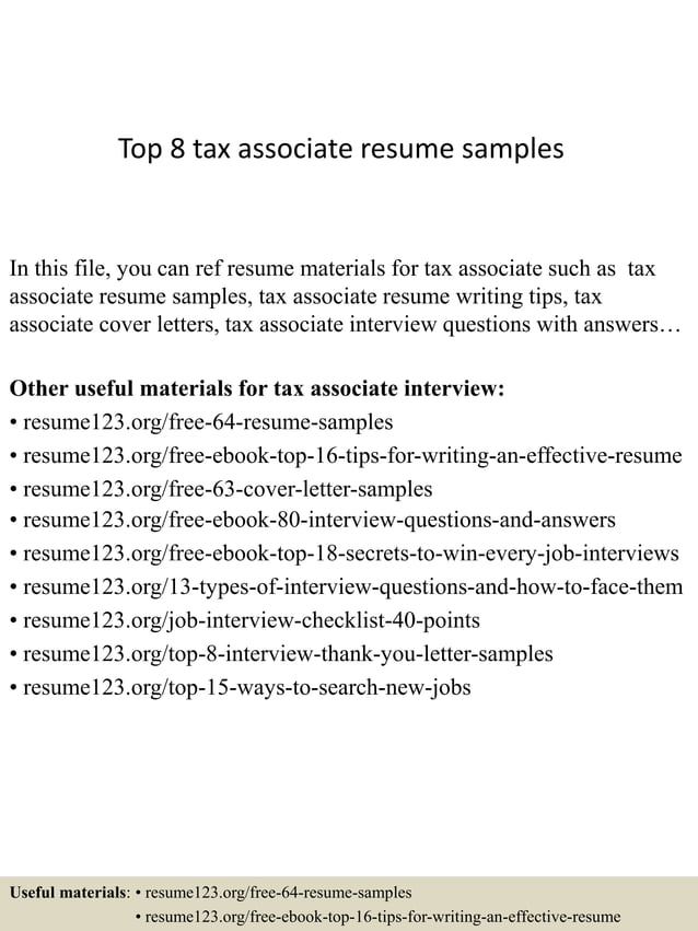Top 8 tax associate resume samples | PDF