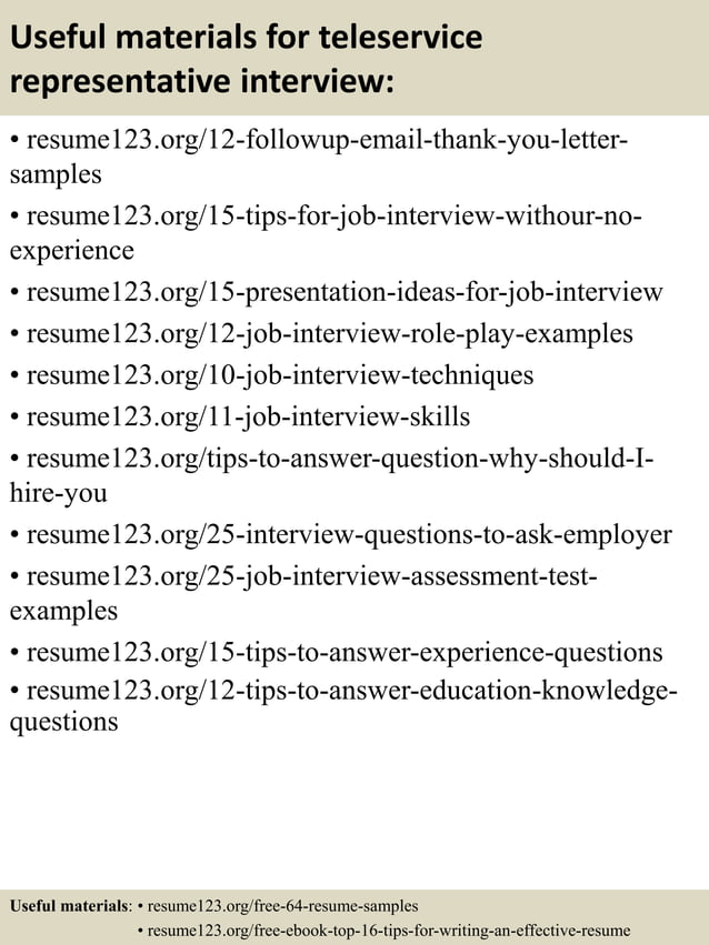 Top 8 teleservice representative resume samples | PDF