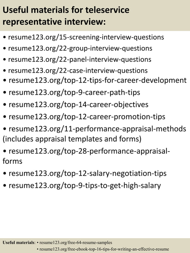 Top 8 teleservice representative resume samples | PDF