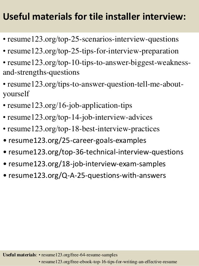 Top 8 tile installer resume samples
