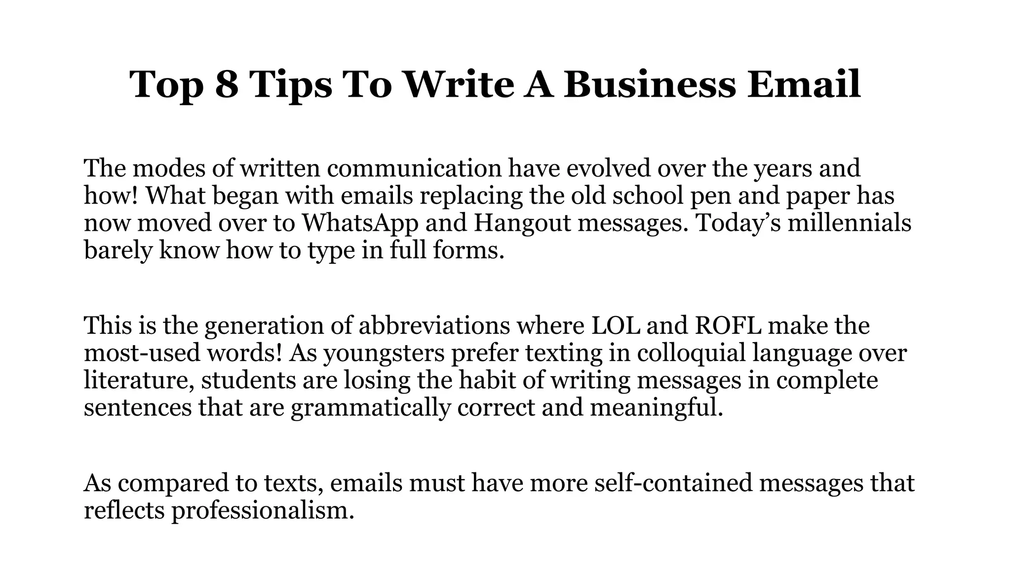 Top 8 tips to write a business email | PPTX