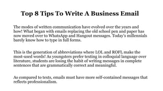 Top 8 tips to write a business email | PPTX
