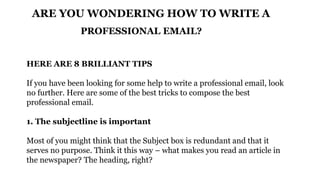 Top 8 tips to write a business email | PPTX