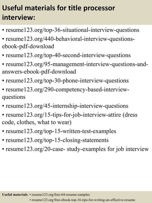 Top 8 title processor resume samples | PDF
