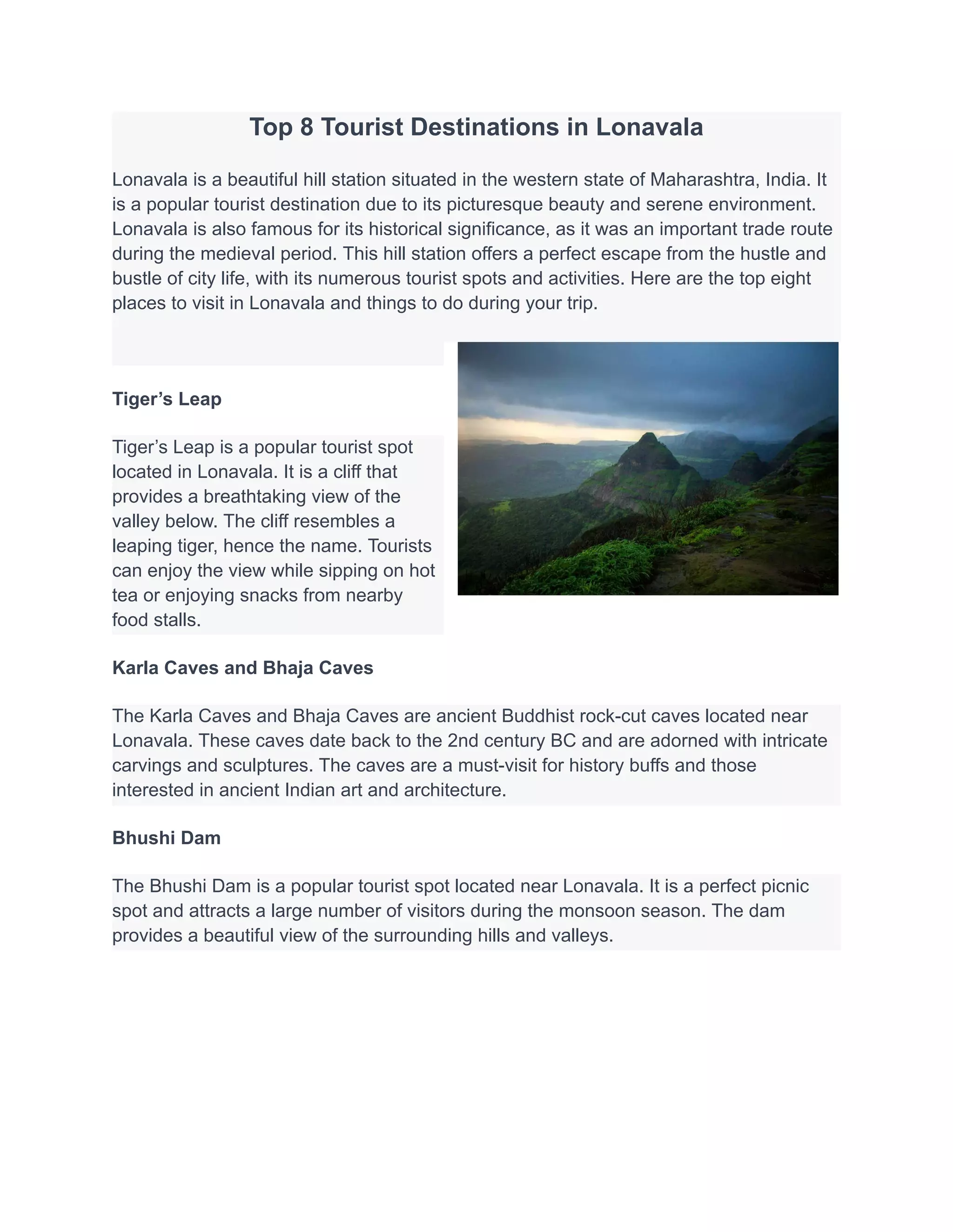 Top 8 Tourist Destinations in Lonavala .pdf