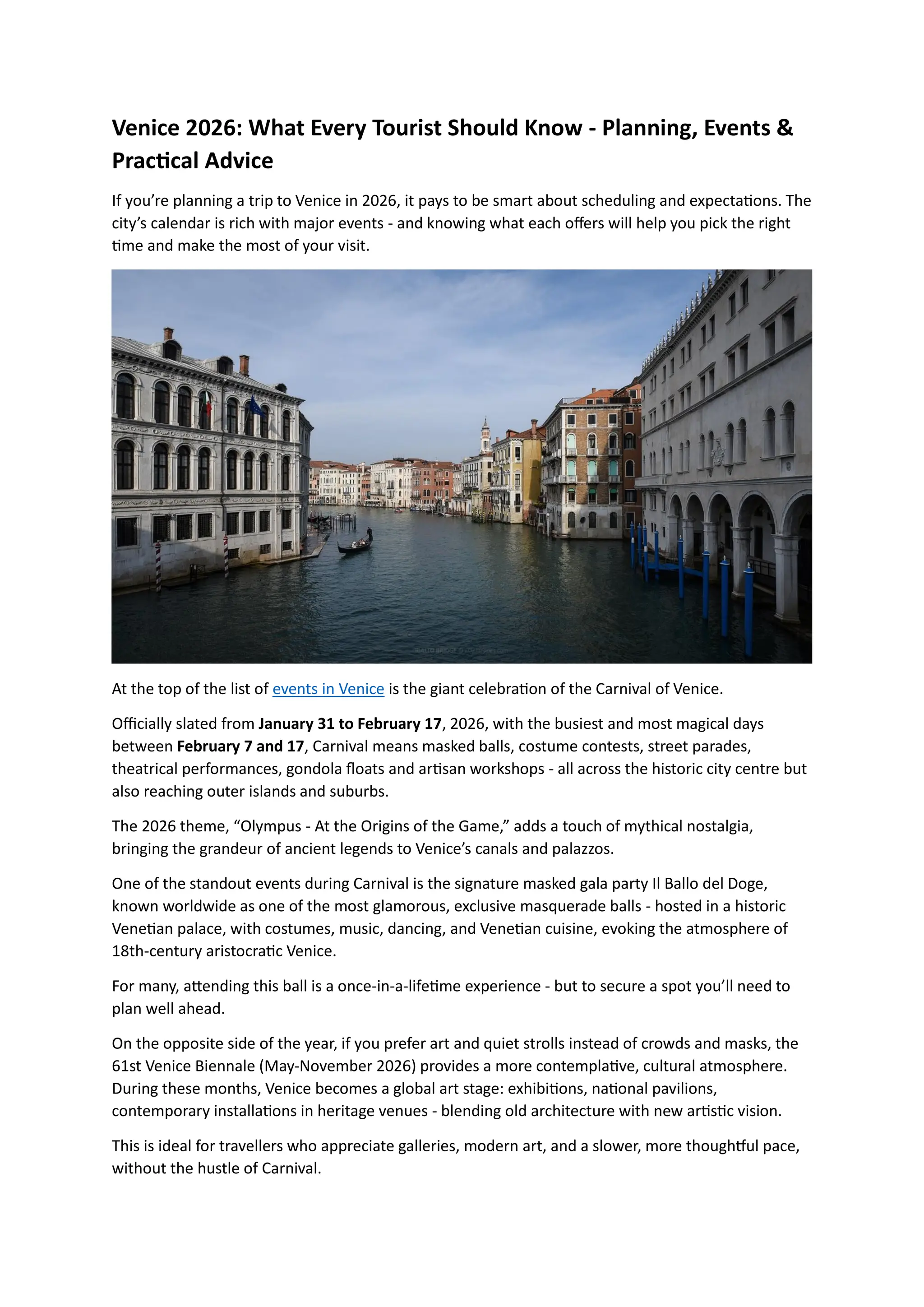 Venice 2026: What Every Tourist Should Know - Planning, Events ...