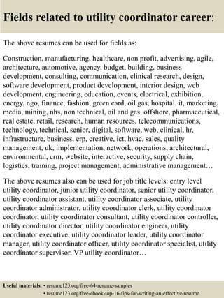 Top 8 utility coordinator resume samples | PDF