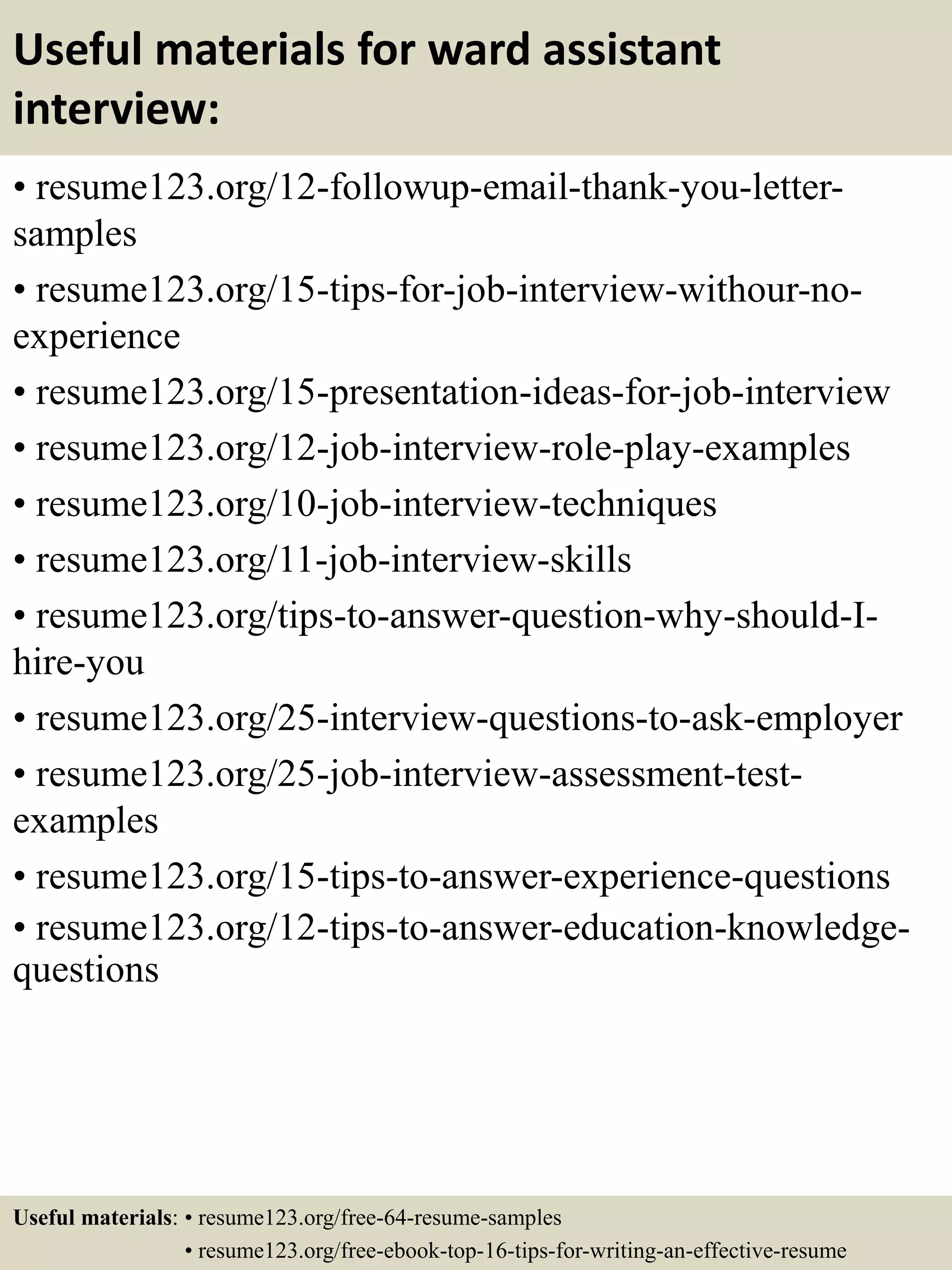 Top 8 ward assistant resume samples | PDF