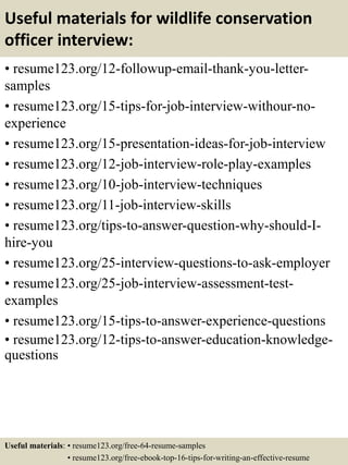 Top 8 wildlife conservation officer resume samples | PPTX