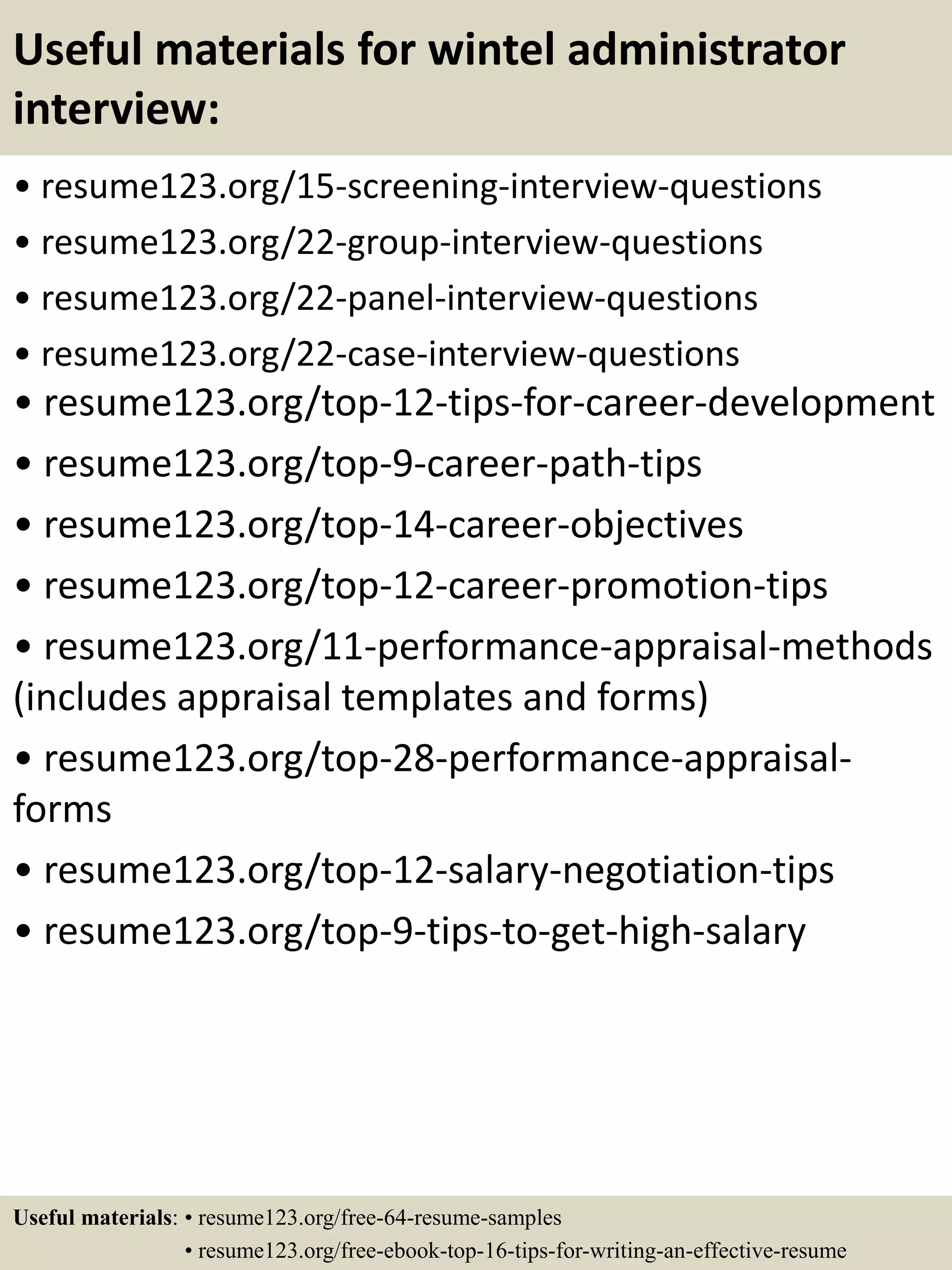 Top 8 wintel administrator resume samples | PPTX