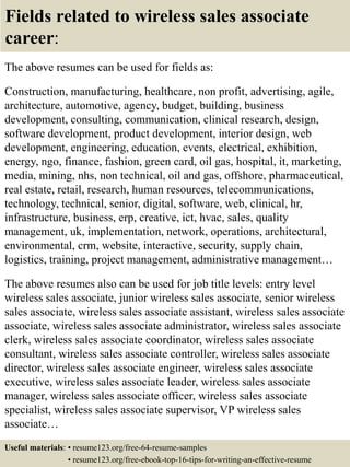 Top 8 wireless sales associate resume samples | PPTX
