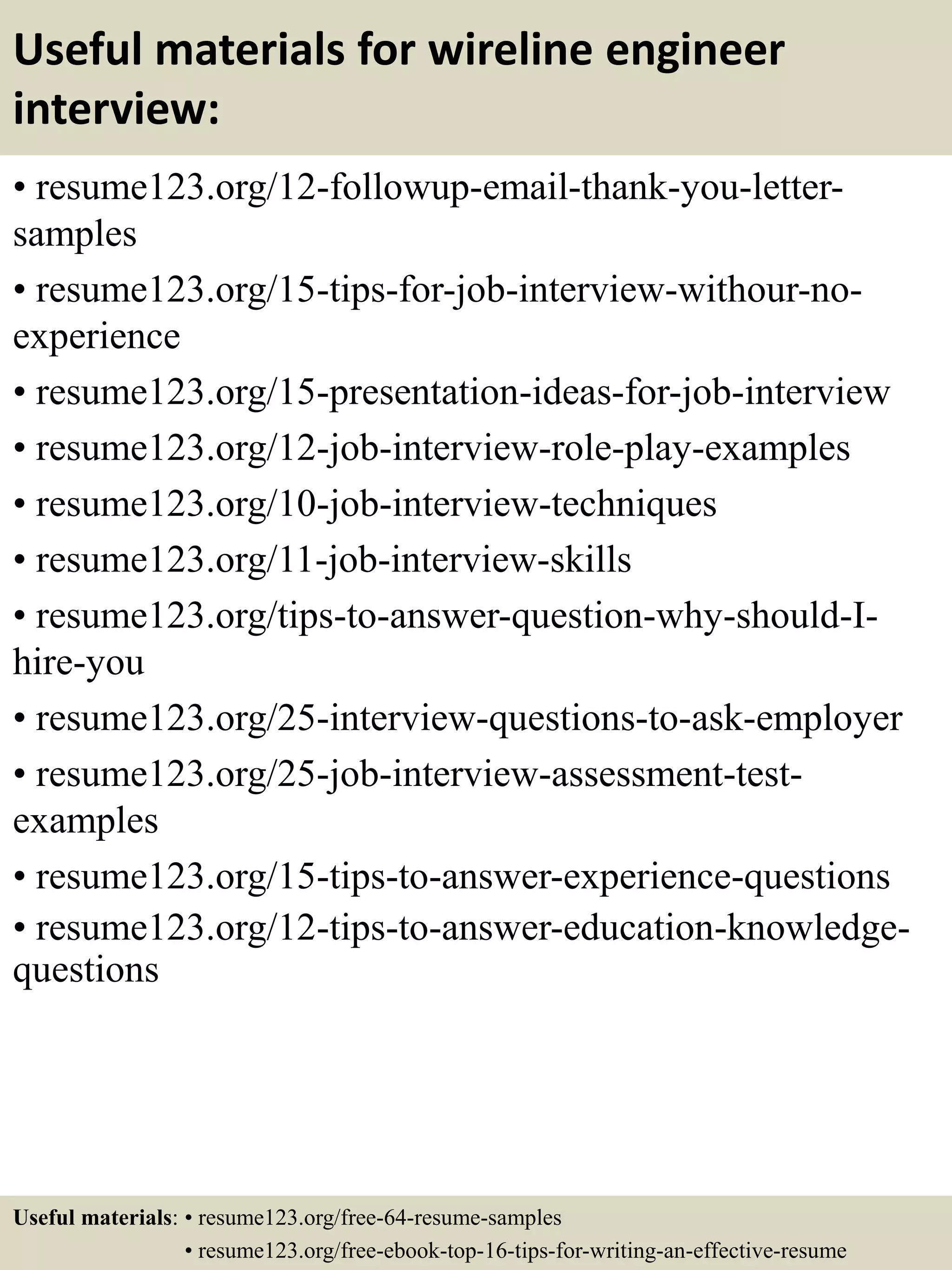 Top 8 wireline engineer resume samples | PPTX | Resume Writing and ...