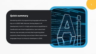 Top 9 AI programming languages everyone should know | PDF