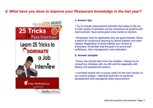 Top 9 restaurant interview questions answers | PPT