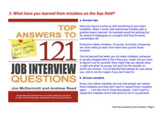 Top 9 sqa interview questions answers | PPT